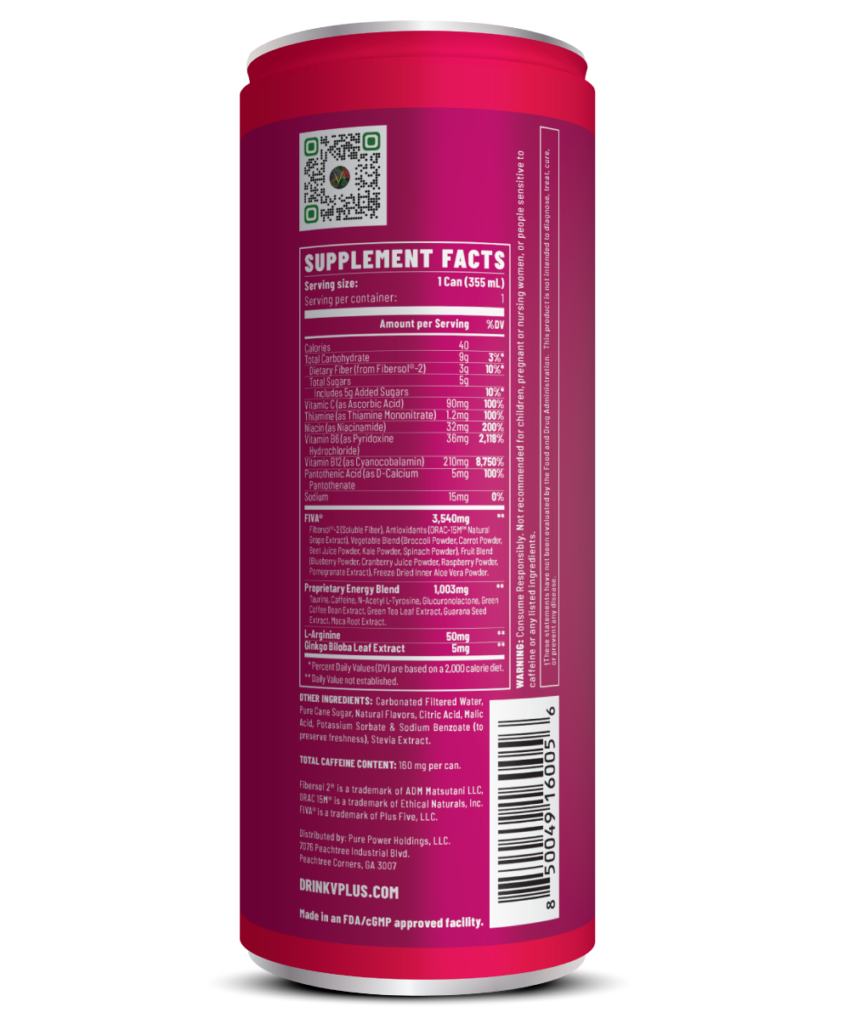Raspberry Grape 12 fl oz Cans- Pack - VPLus Energy